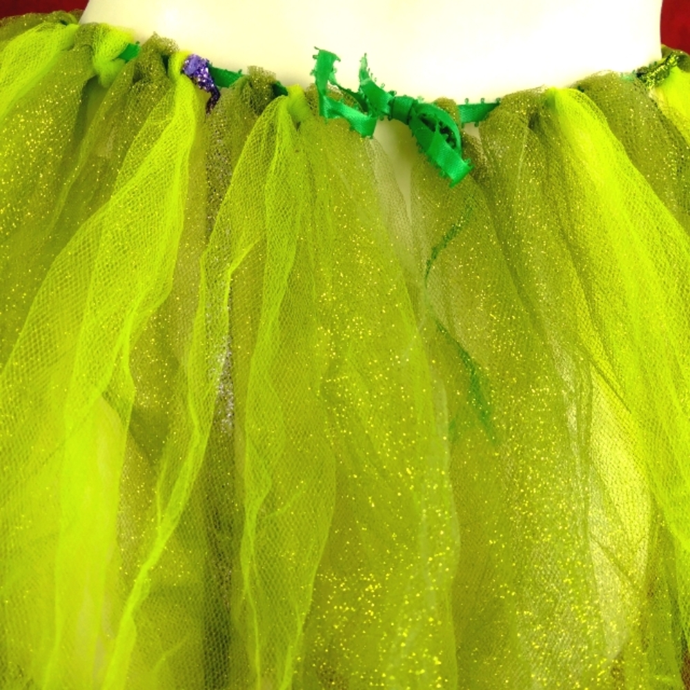 Tinkerbell Costume With Tule Tutu And White Mesh Sequ… - Gem